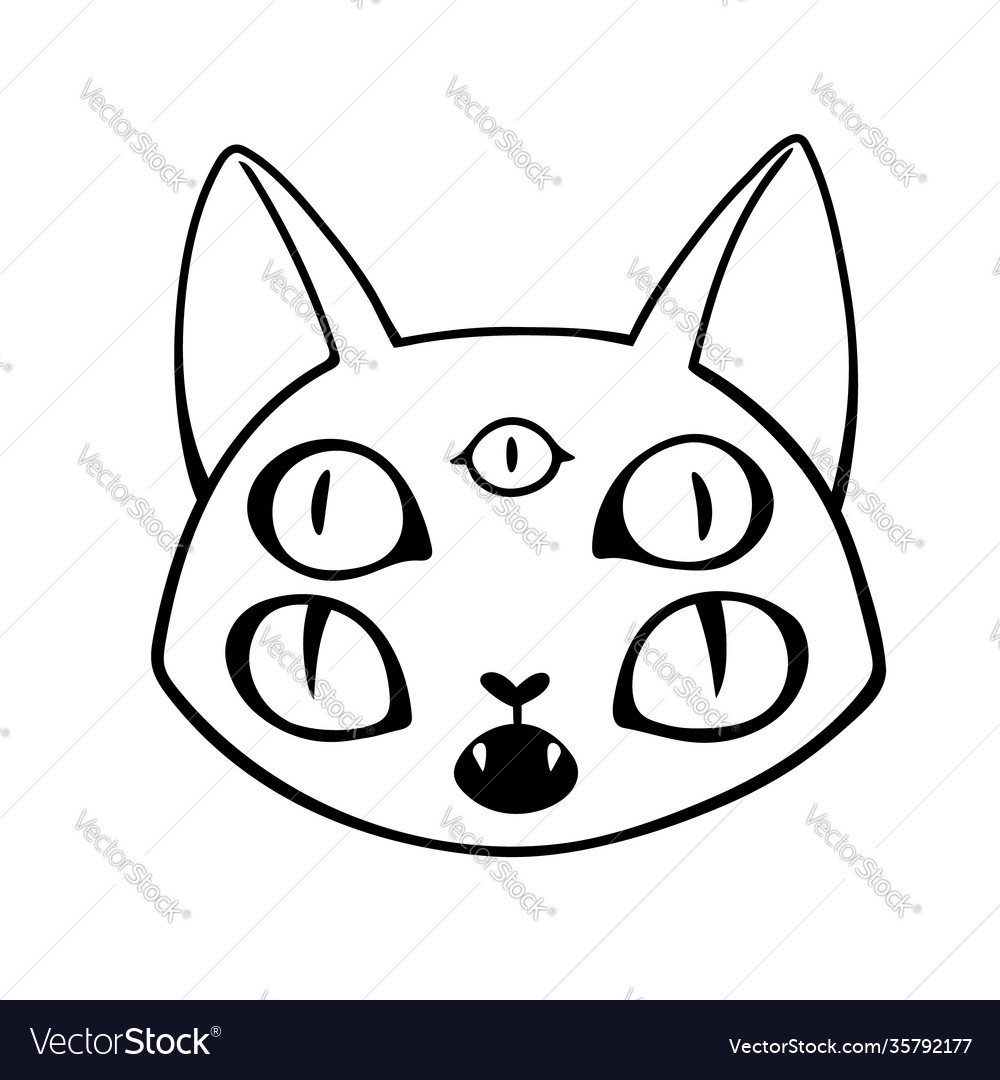 Demonic cat with multiple eyes Royalty Free Vector Image