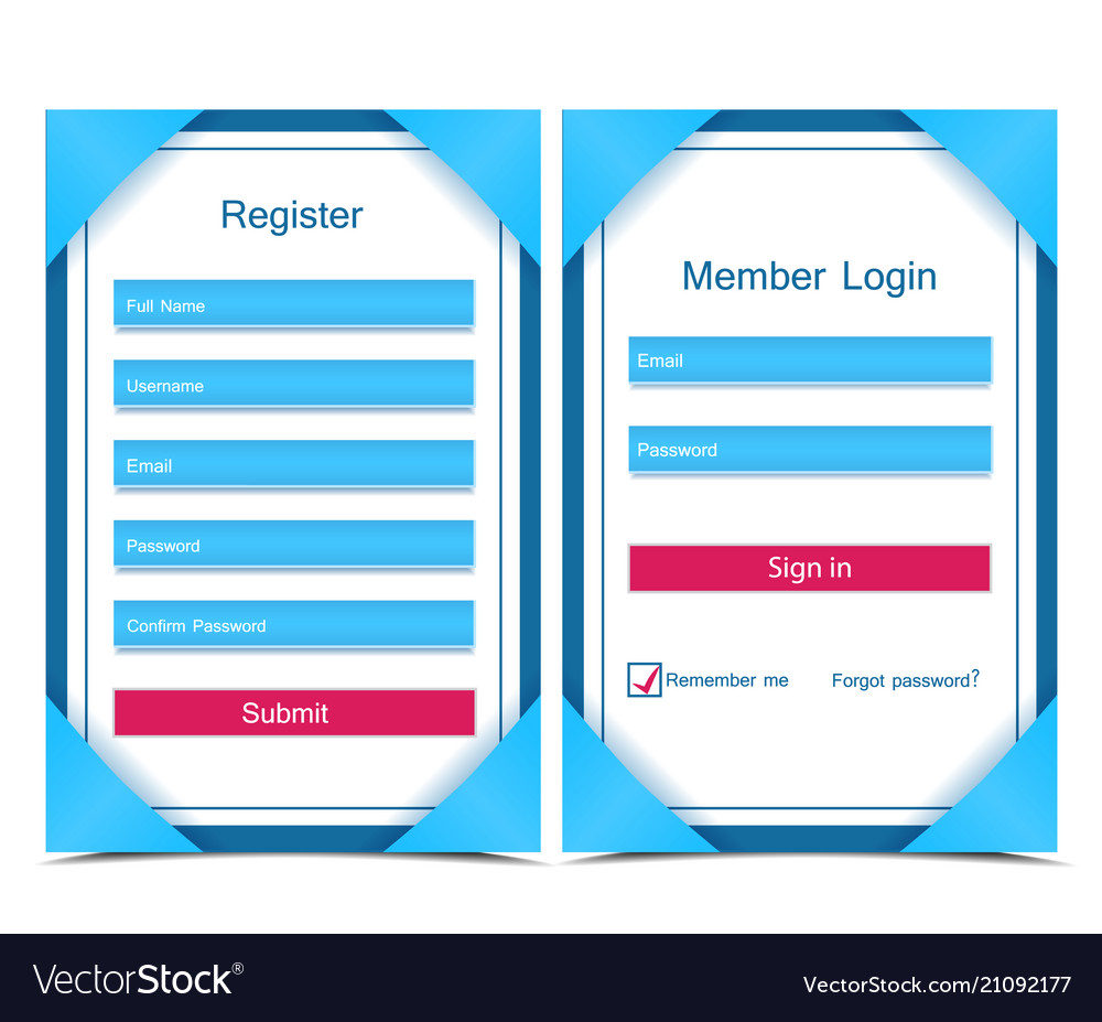 Forms login Royalty Free Vector Image - VectorStock