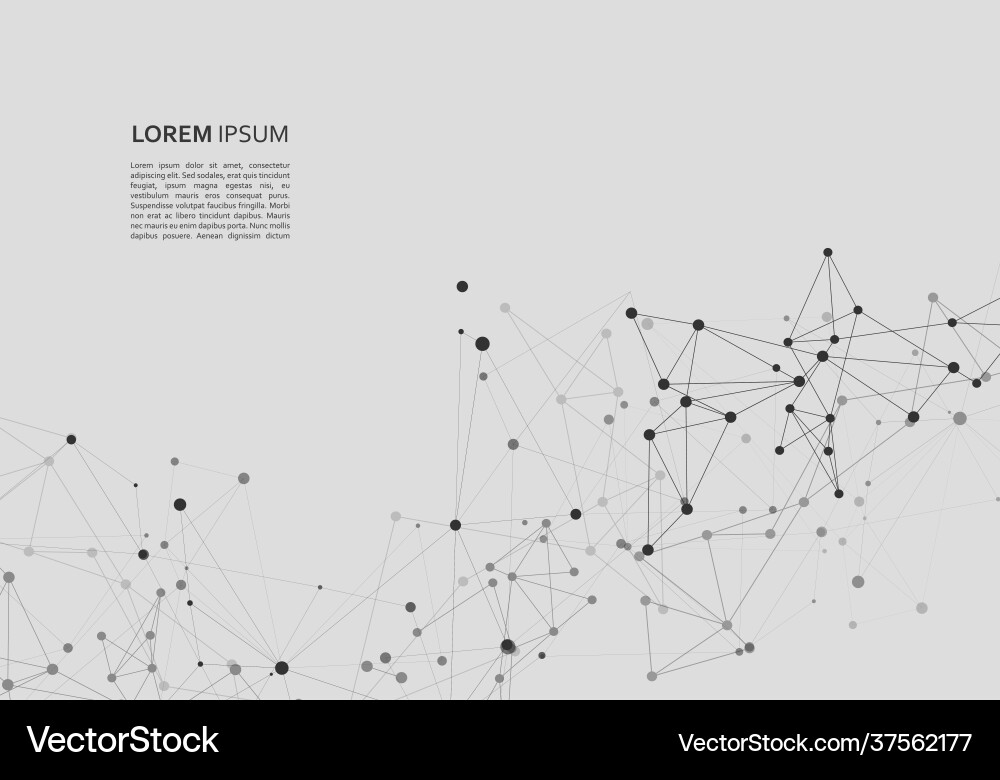 Grey graphic background dots with connections Vector Image