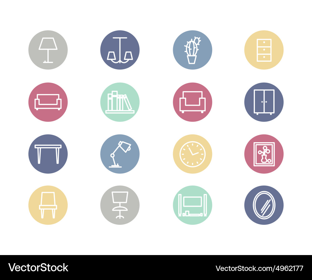 Home furniture flat icons Royalty Free Vector Image