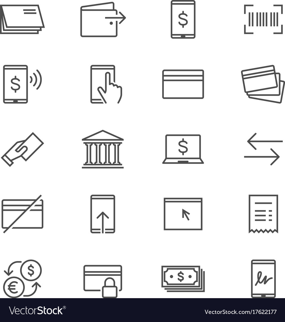 Internet banking thin icons Royalty Free Vector Image