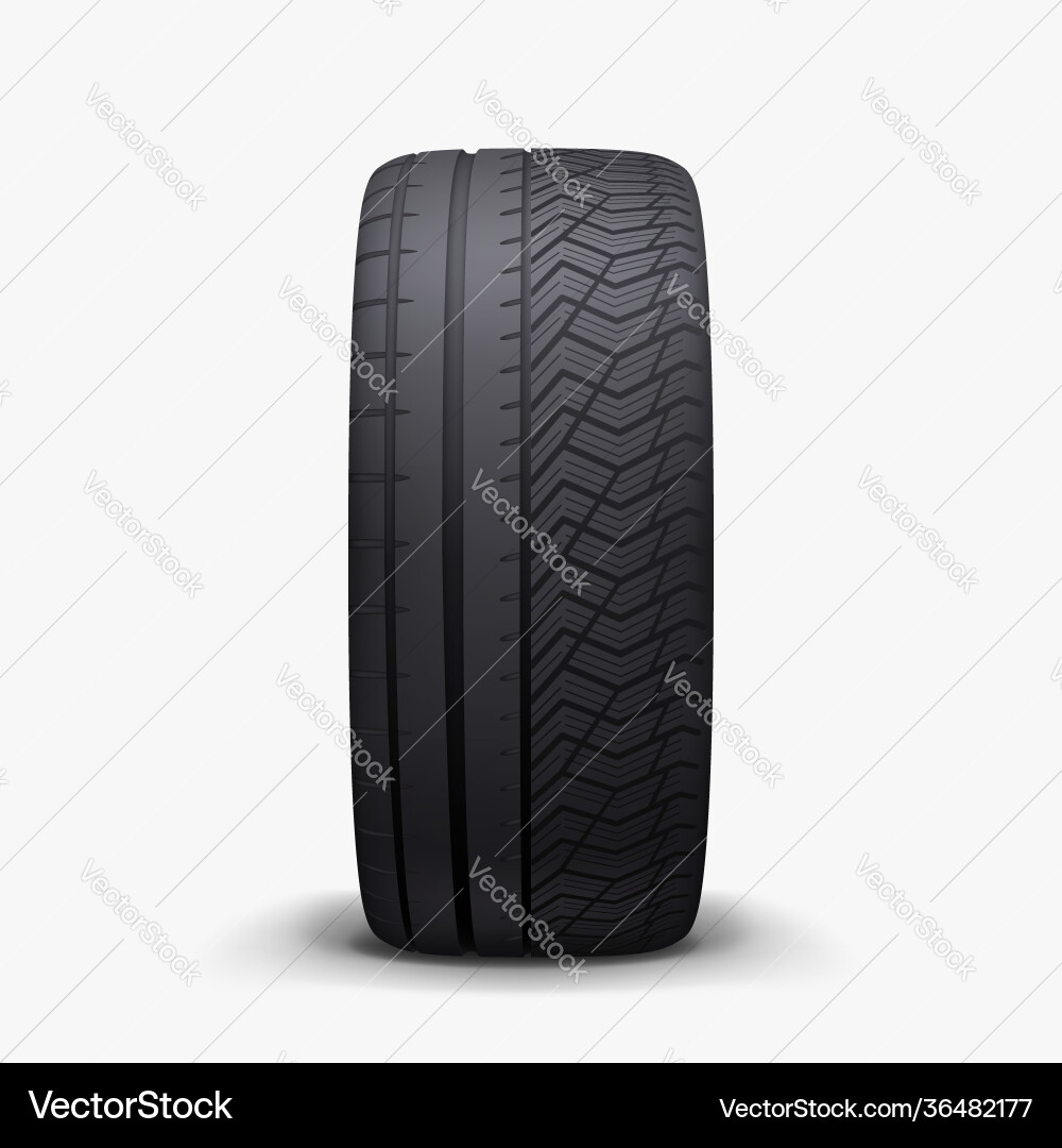 Merged seasons front view realistic car tire Vector Image