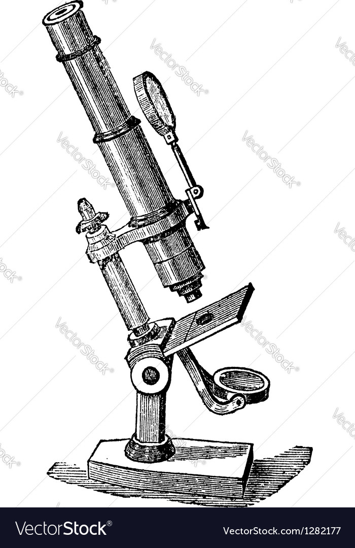 Microscope vintage engraving Royalty Free Vector Image