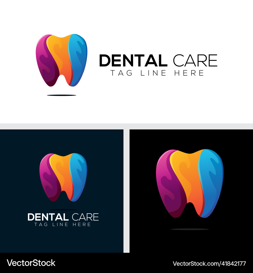 Modern colorful tooth logo design creative dental Vector Image