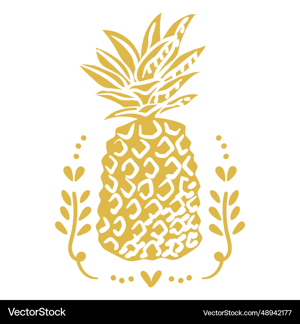 Ornamented pineapple cut out Royalty Free Vector Image