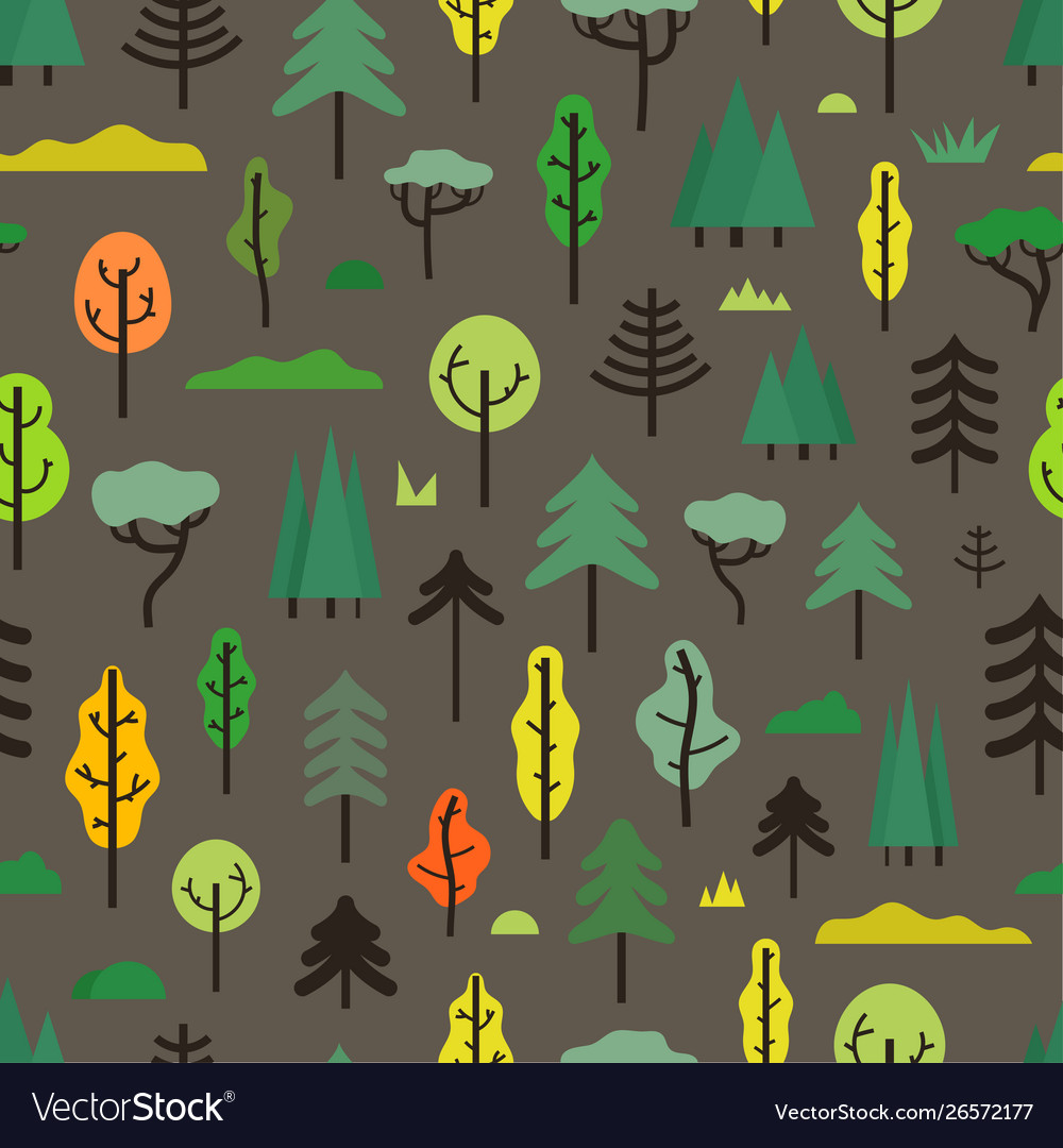 Seamless pattern with different trees Royalty Free Vector