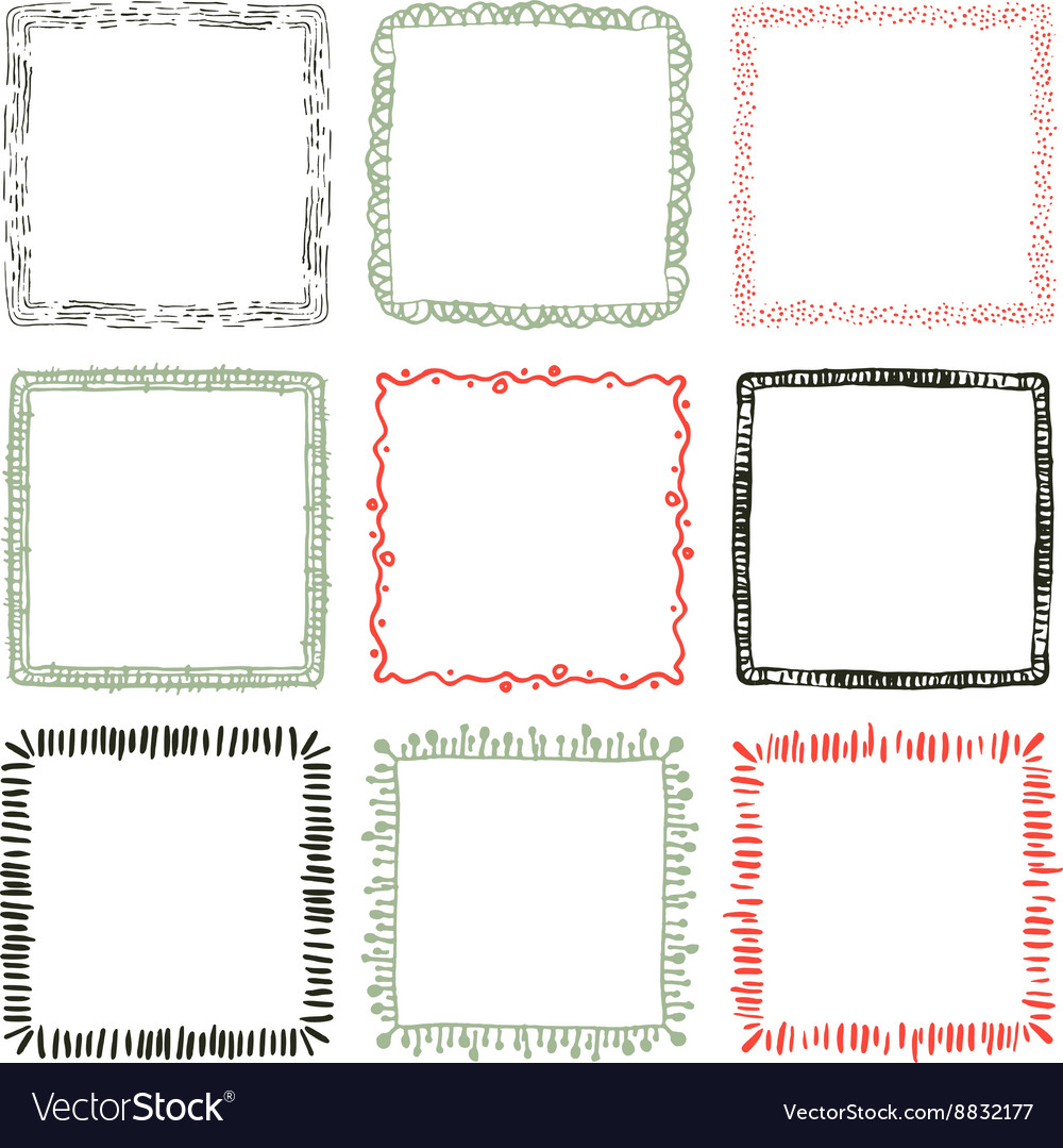 Set 9 decorative square border frames Royalty Free Vector