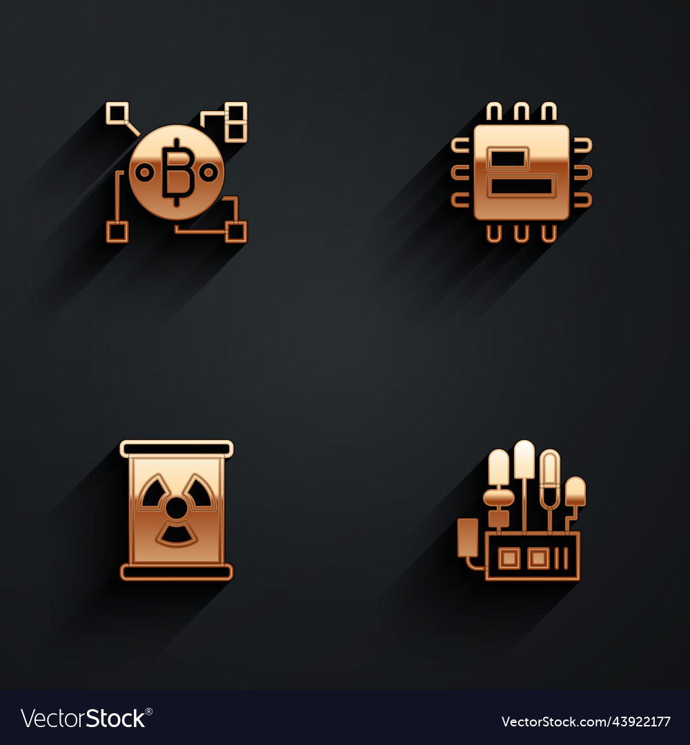 Set blockchain technology bitcoin processor cpu Vector Image
