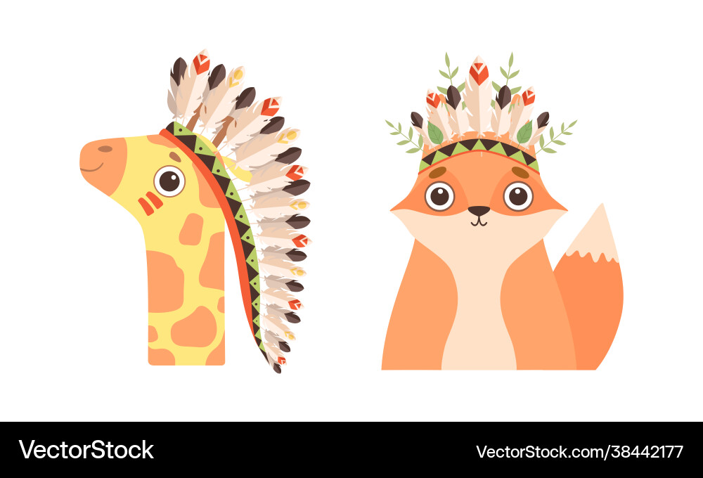 Set lovely animal in wreath flowers spring Vector Image