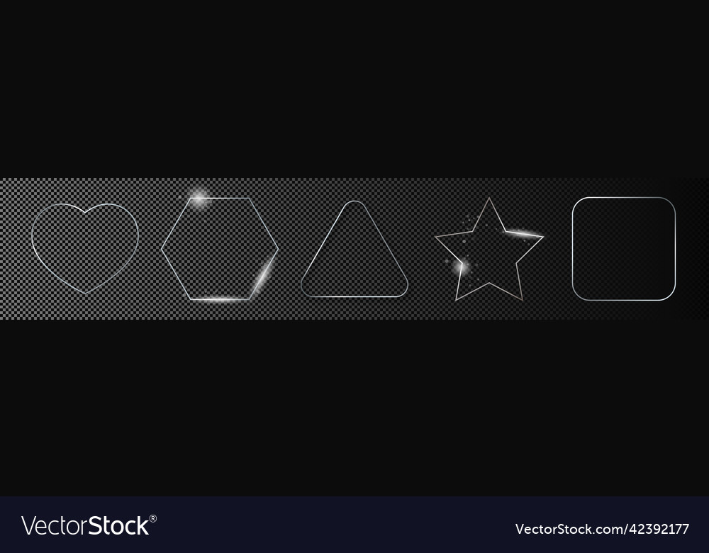 Silver glowing different geometric shape frame Vector Image