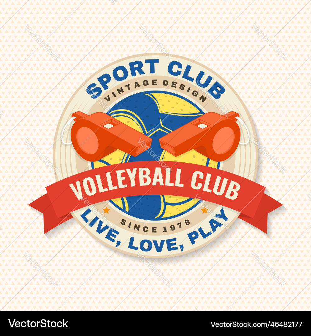 Volleyball club badge design Royalty Free Vector Image