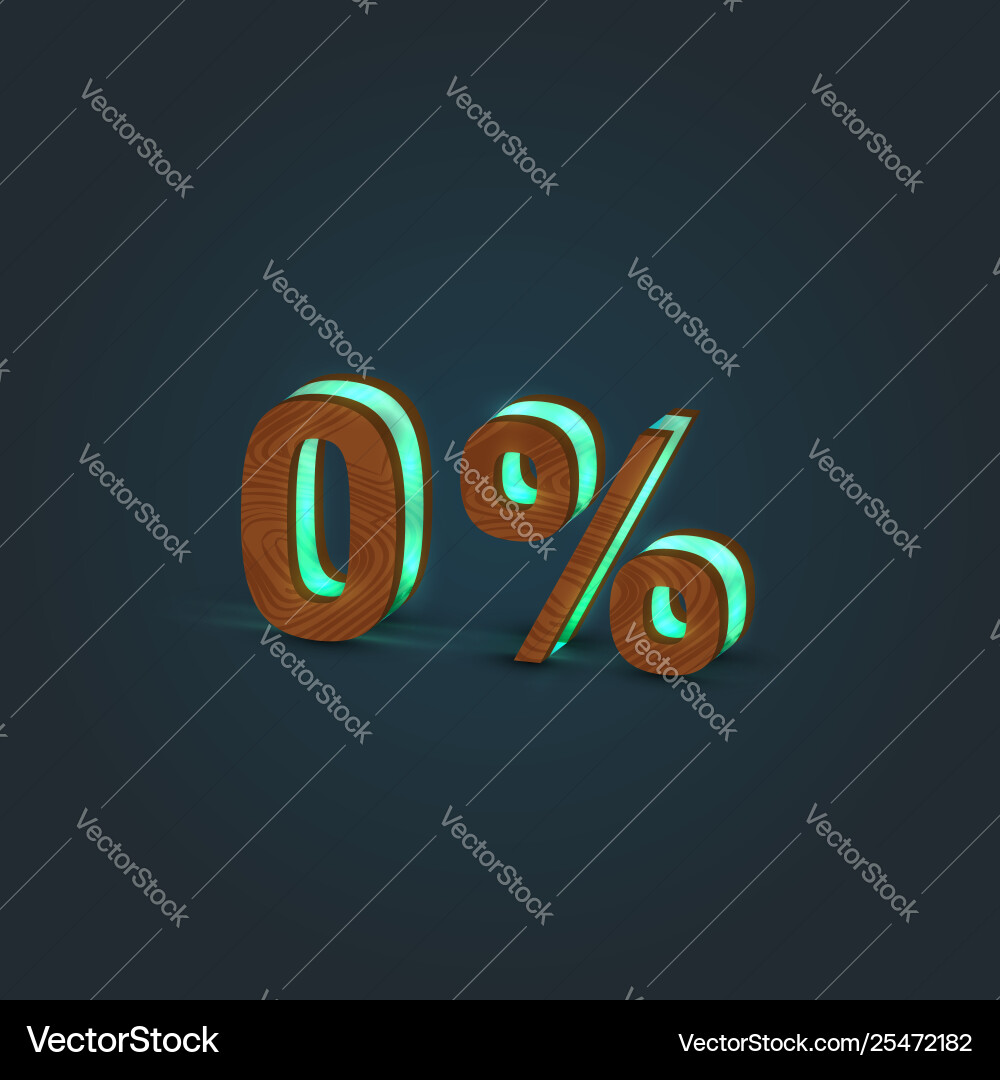 0 - realistic a word made wood and glowing Vector Image