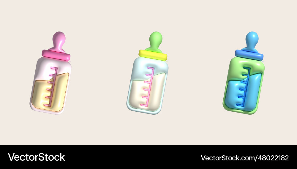 3d icon baby feeding bottle nutrition in plastic Vector Image