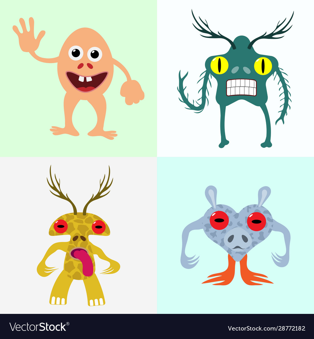 Abstract monsters set Royalty Free Vector Image