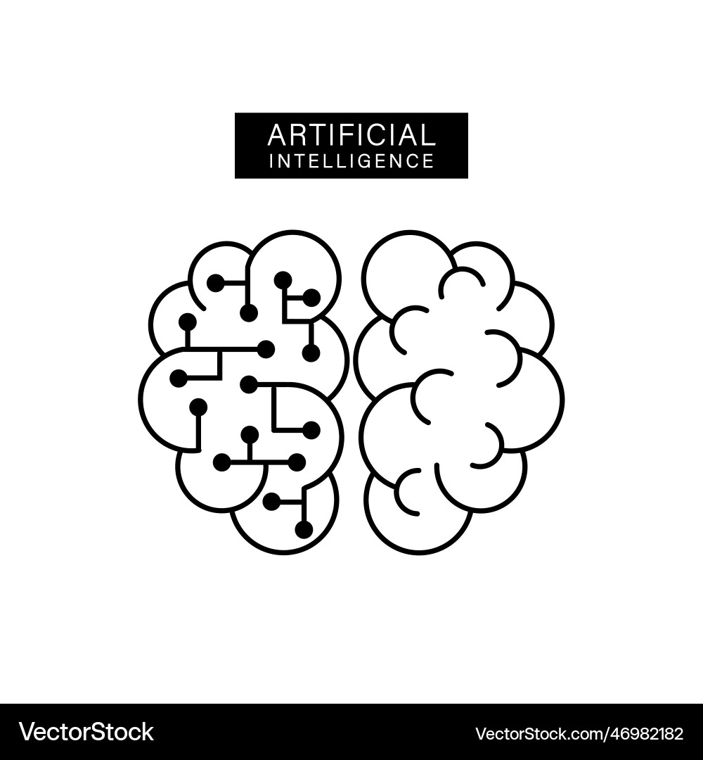 Artificial intelligence brain with microchip icon Vector Image