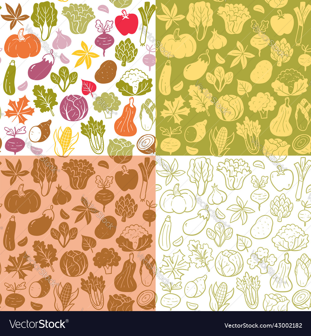 Autumn vegetables seamless pattern collection Vector Image