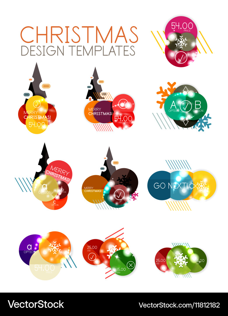 Christmas sale stickers with sample promo text Vector Image