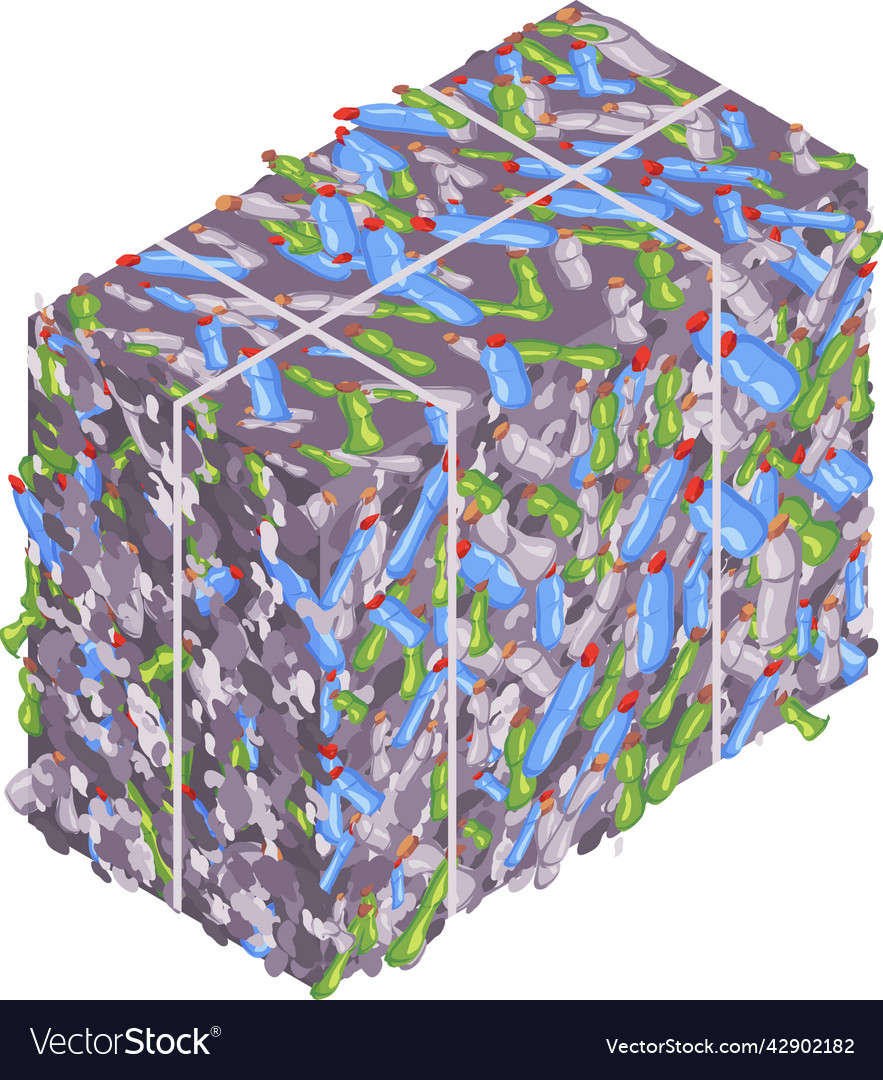 Compressed garbage isometric composition Vector Image