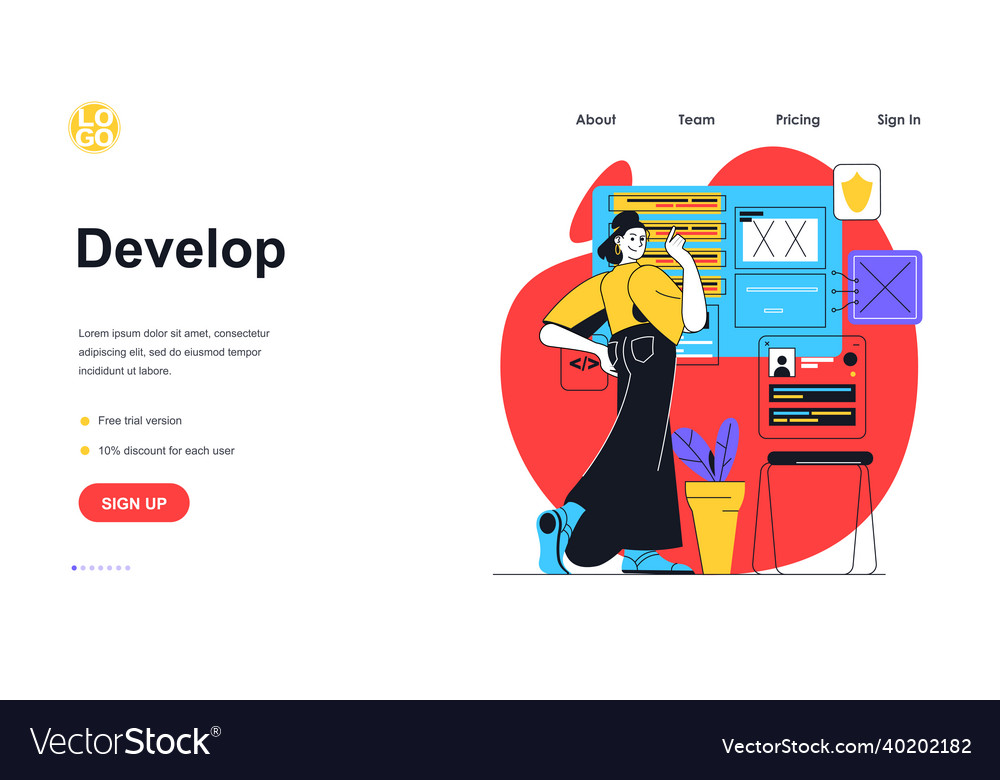 Develop software web banner concept Royalty Free Vector