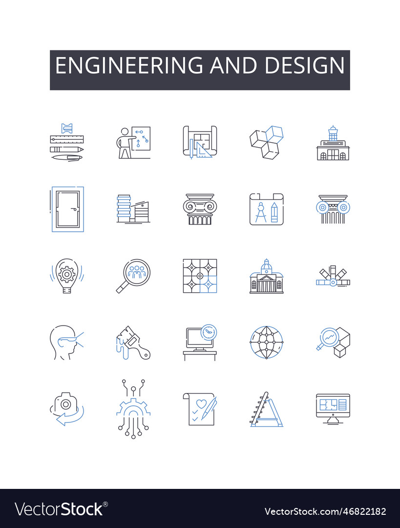 Engineering and design line icons collection Vector Image
