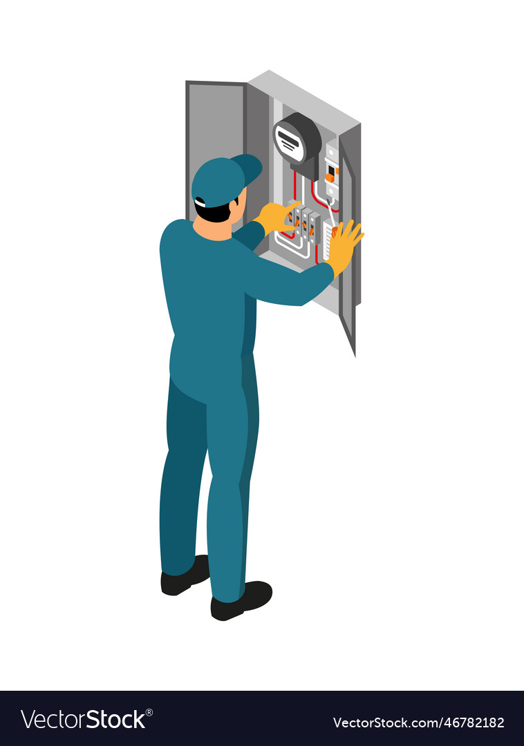 Isometric electrician Royalty Free Vector Image