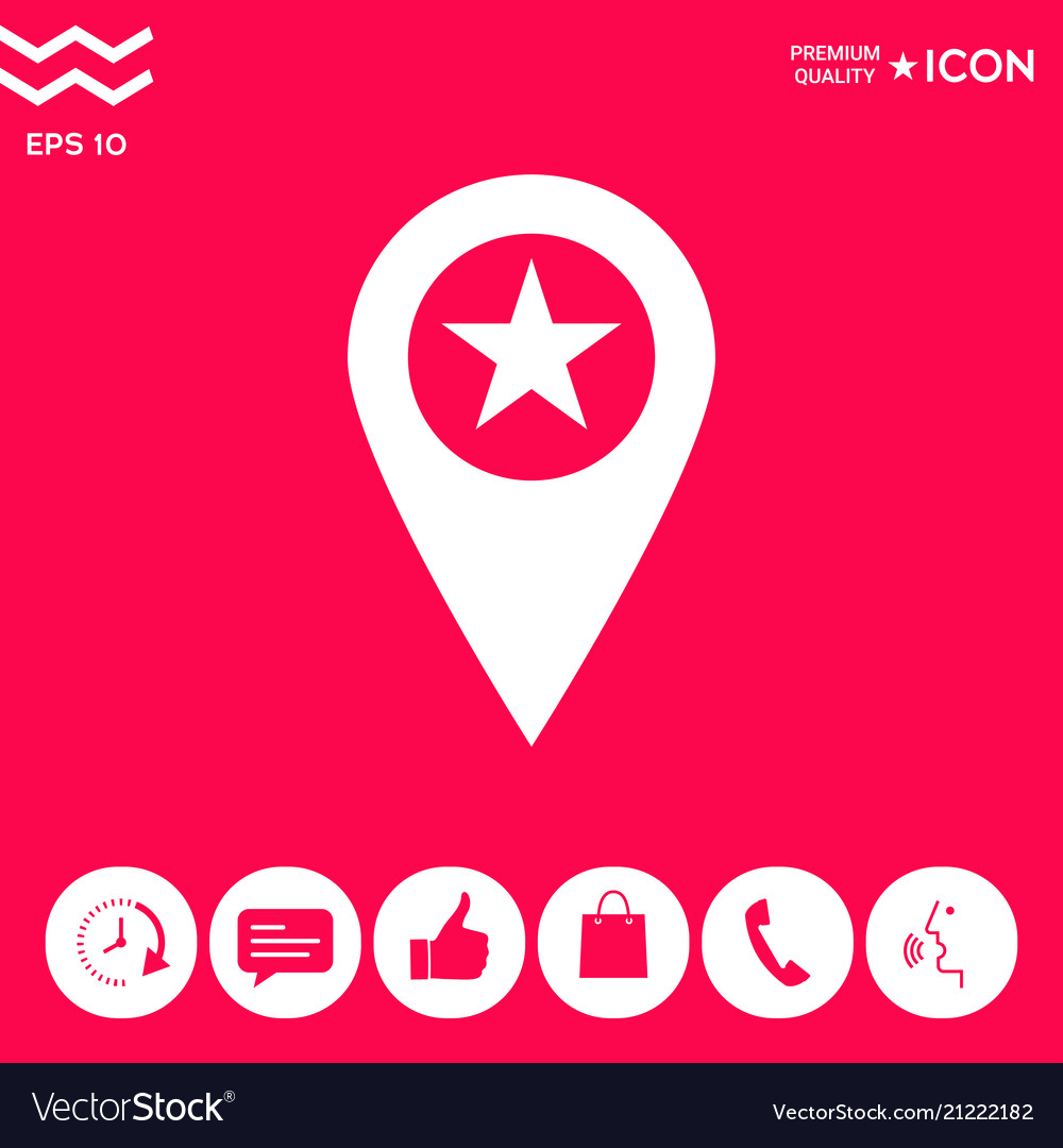 Map pointer with star Royalty Free Vector Image