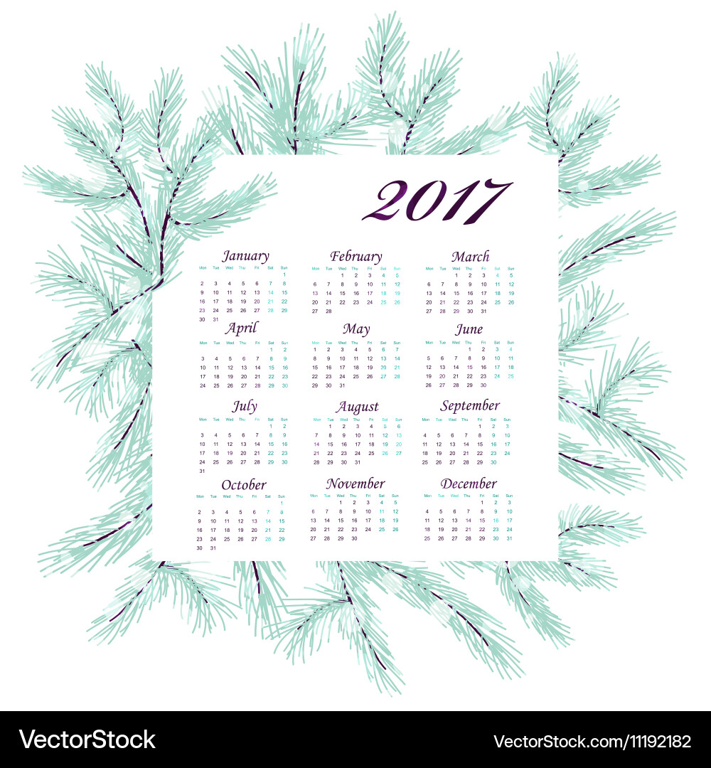 New year calendar Royalty Free Vector Image - VectorStock