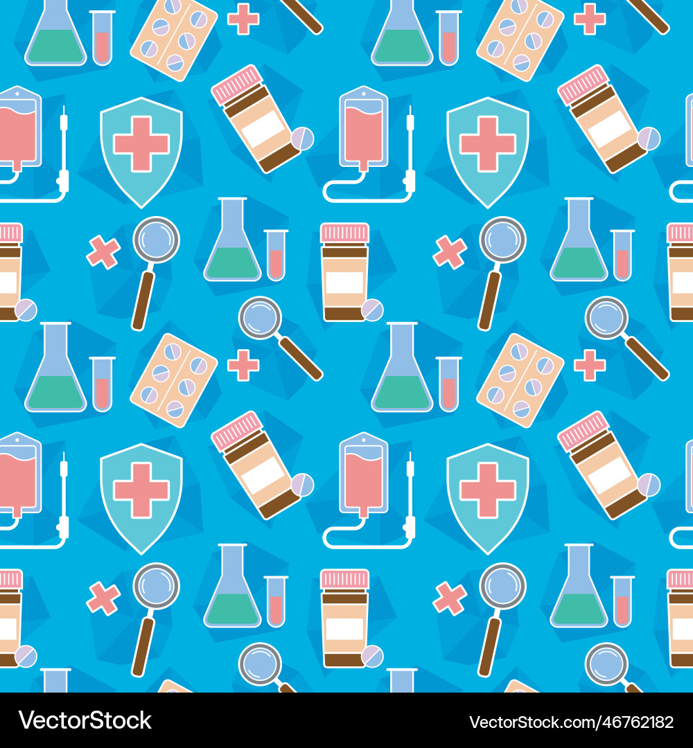 Pattern with medical color elements of treatment Vector Image