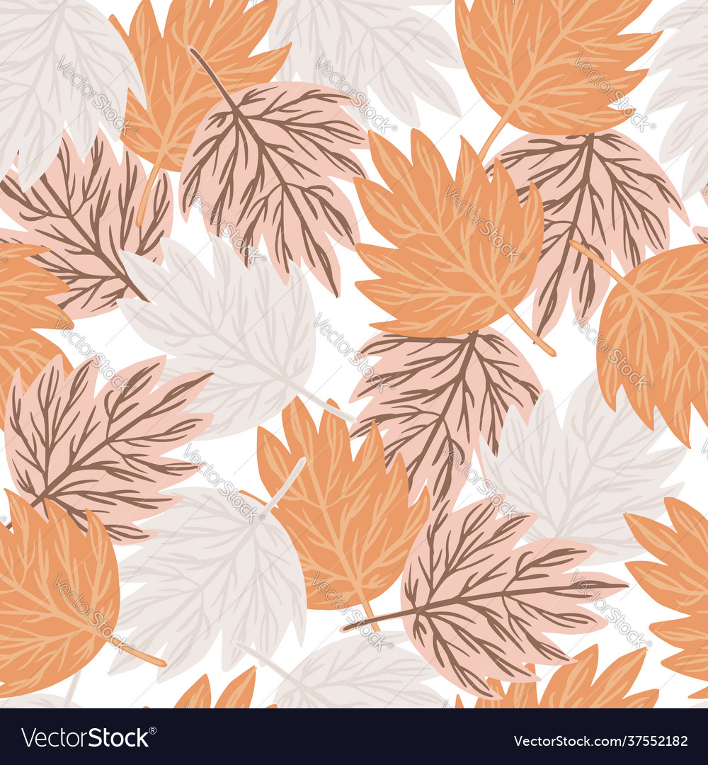 Seamless pattern autumn leaves on white Royalty Free Vector
