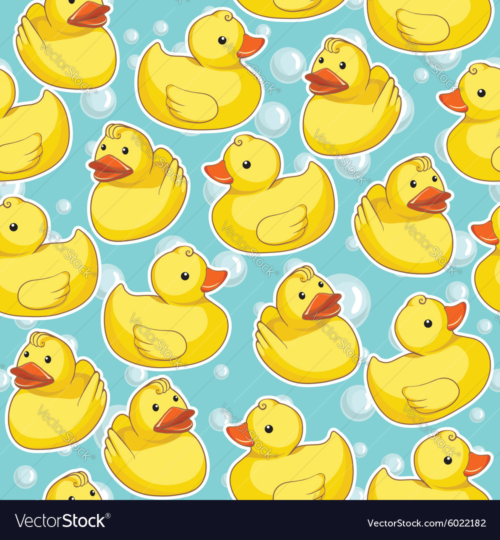 Seamless pattern with yellow ducks Royalty Free Vector Image