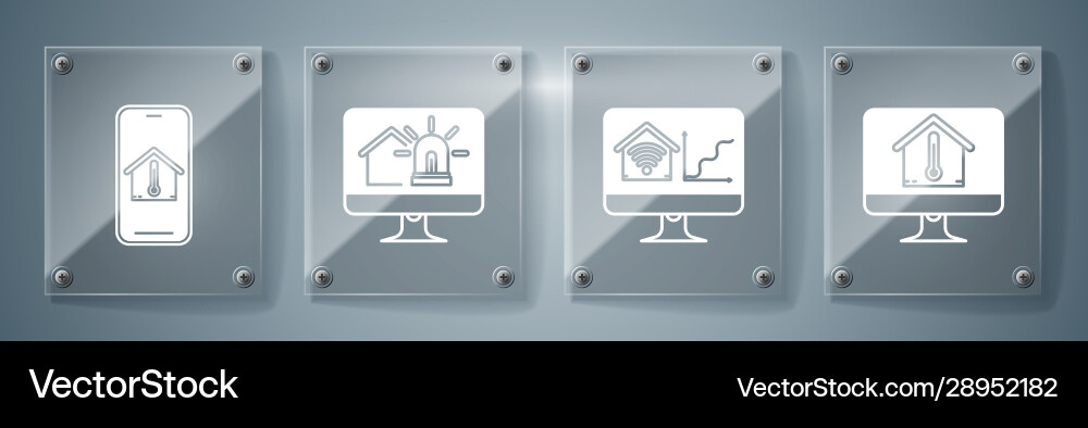 Set computer monitor with smart home with wi-fi Vector Image