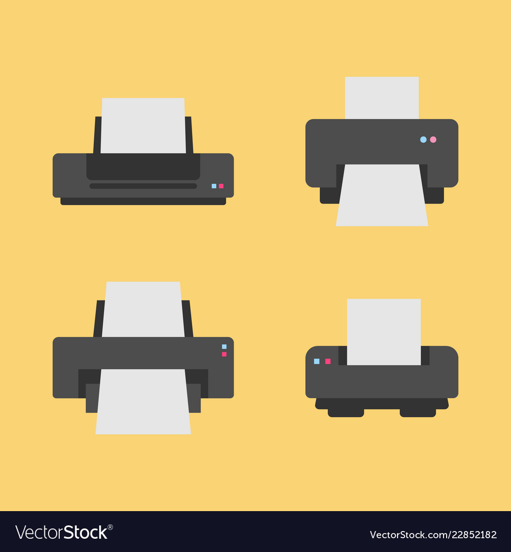 Set of 4 printer flat icon Royalty Free Vector Image