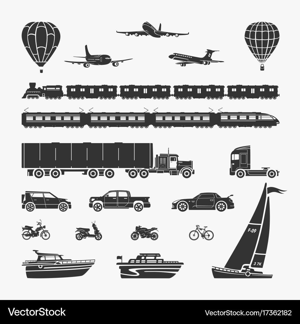 Set of symbols transport Royalty Free Vector Image