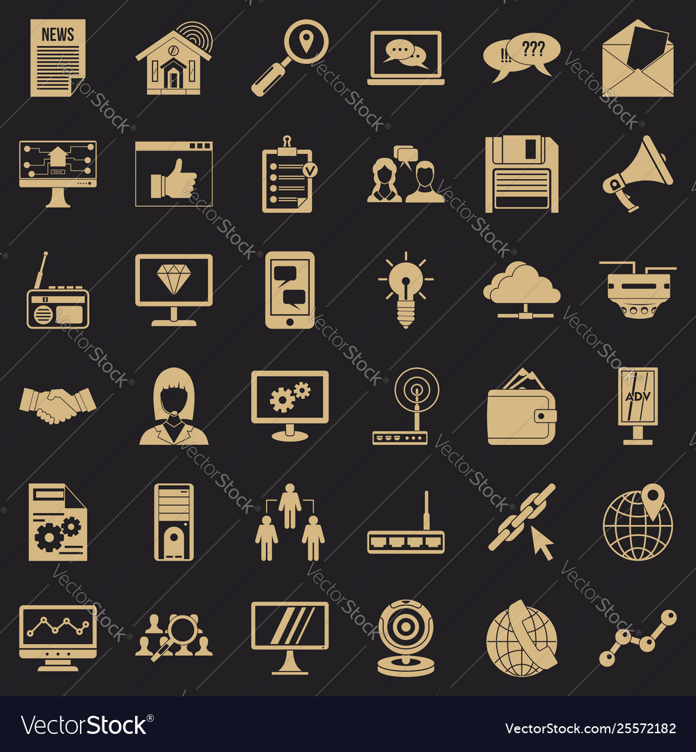Support icons set simple style Royalty Free Vector Image