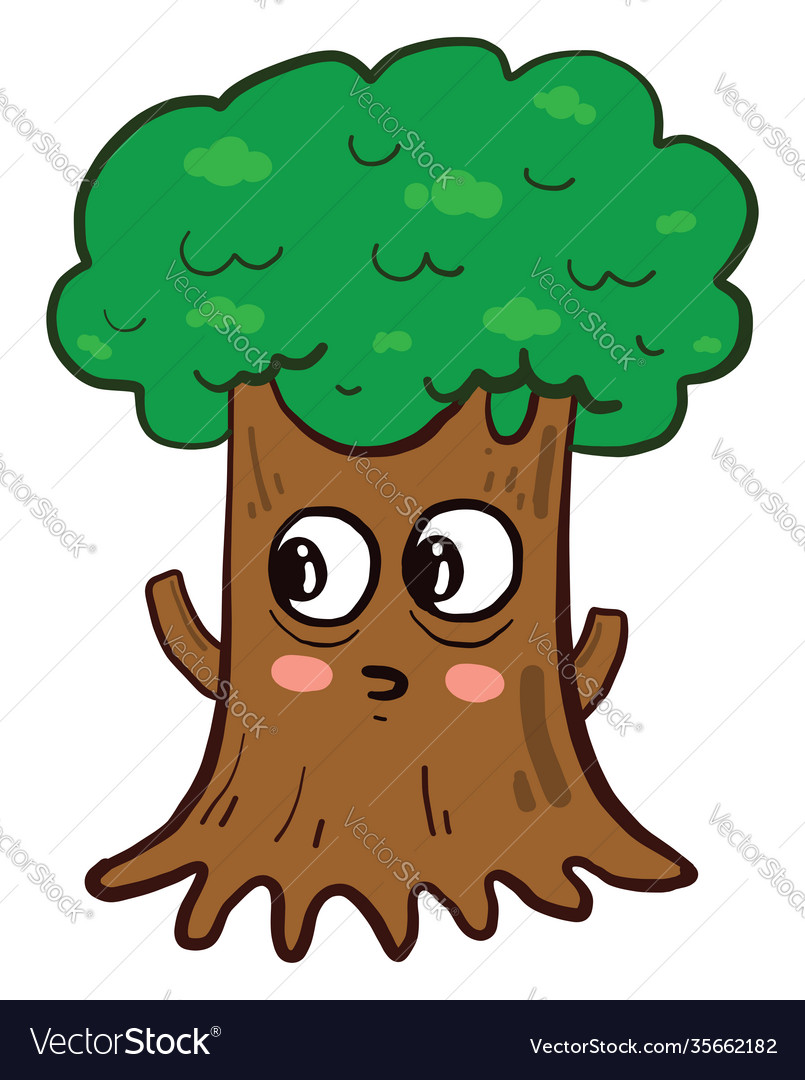 Surprised tree on white background Royalty Free Vector Image