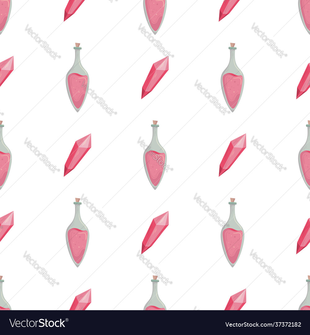 Witch seamless pattern with pink crystal Vector Image