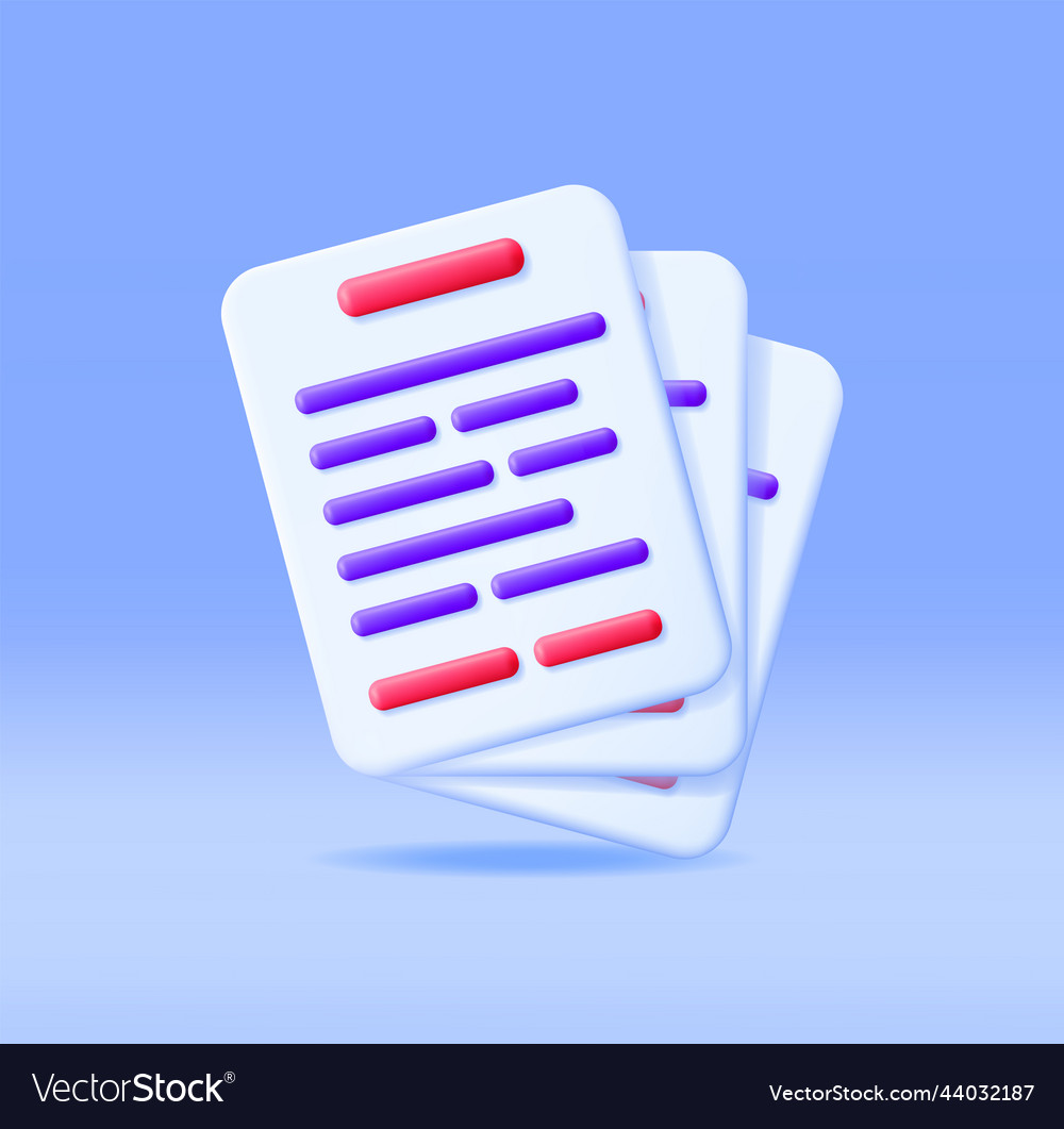 3d white paper stack with text line isolated Vector Image