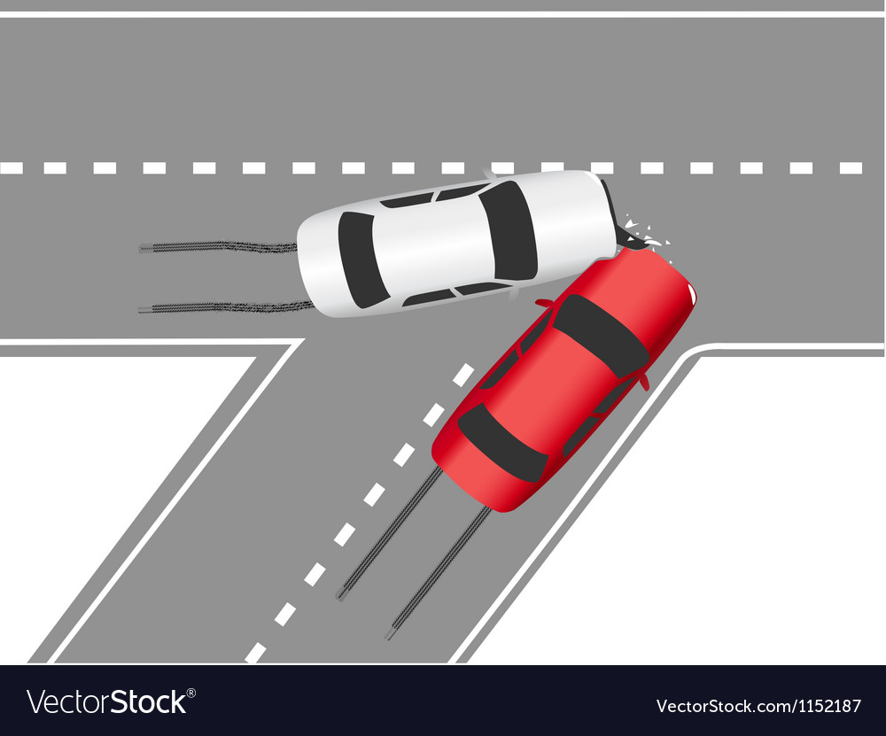 Auto traffic collision road cars Royalty Free Vector Image