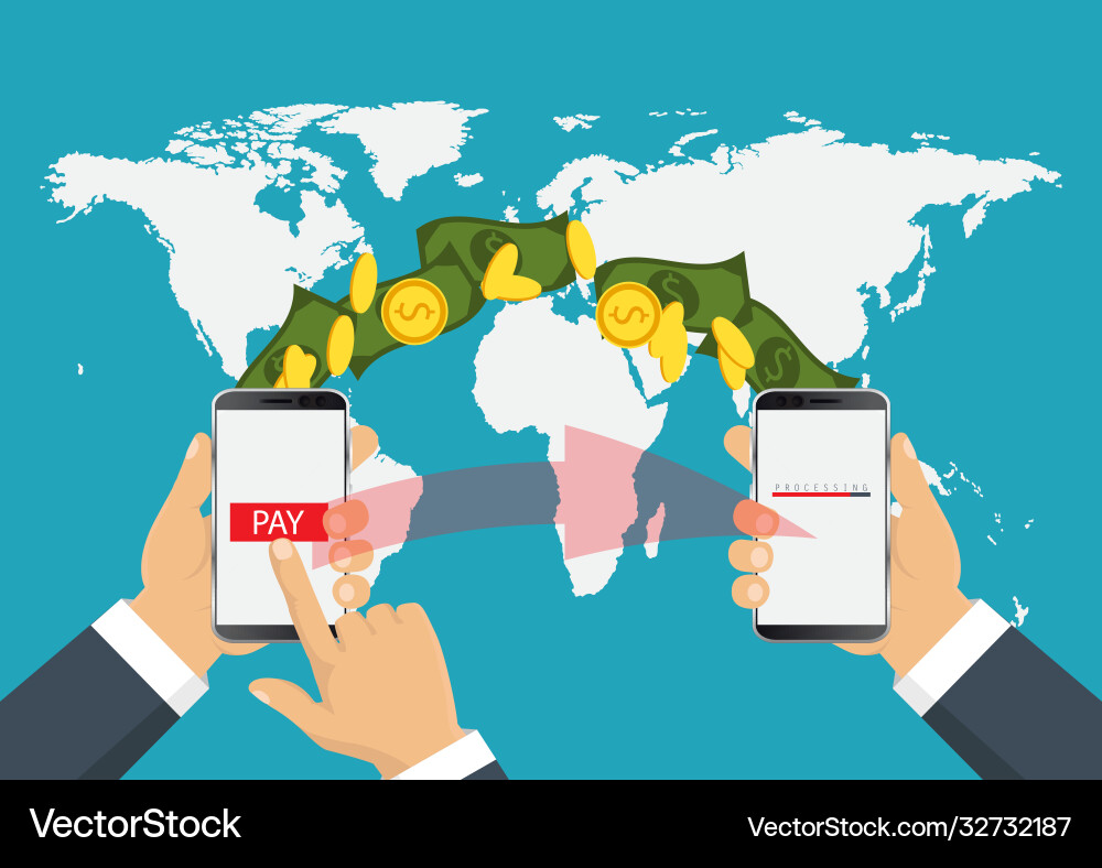Banking payment app sending and receiving money Vector Image
