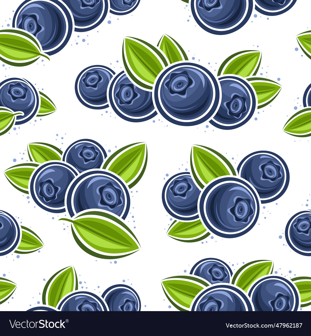 Blueberry seamless pattern Royalty Free Vector Image