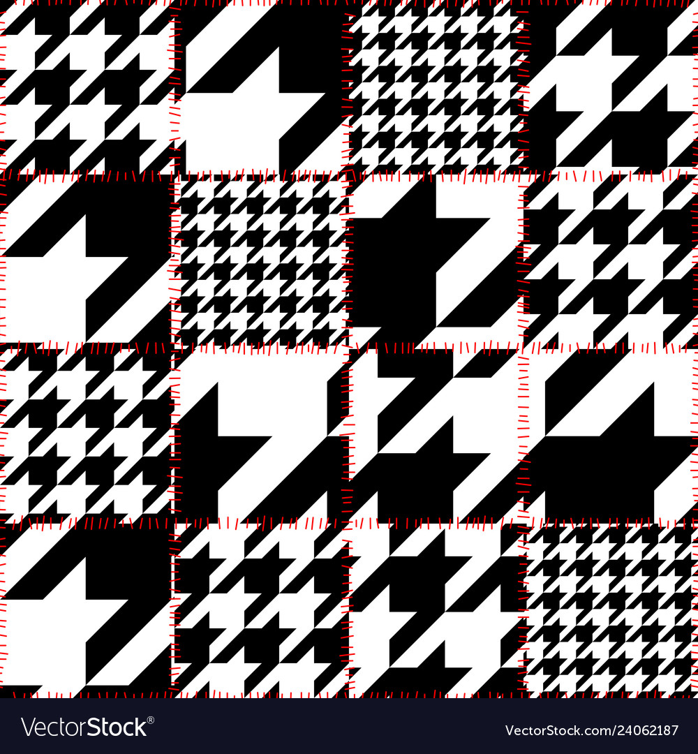 Classic hounds-tooth pattern in a patchwork Vector Image