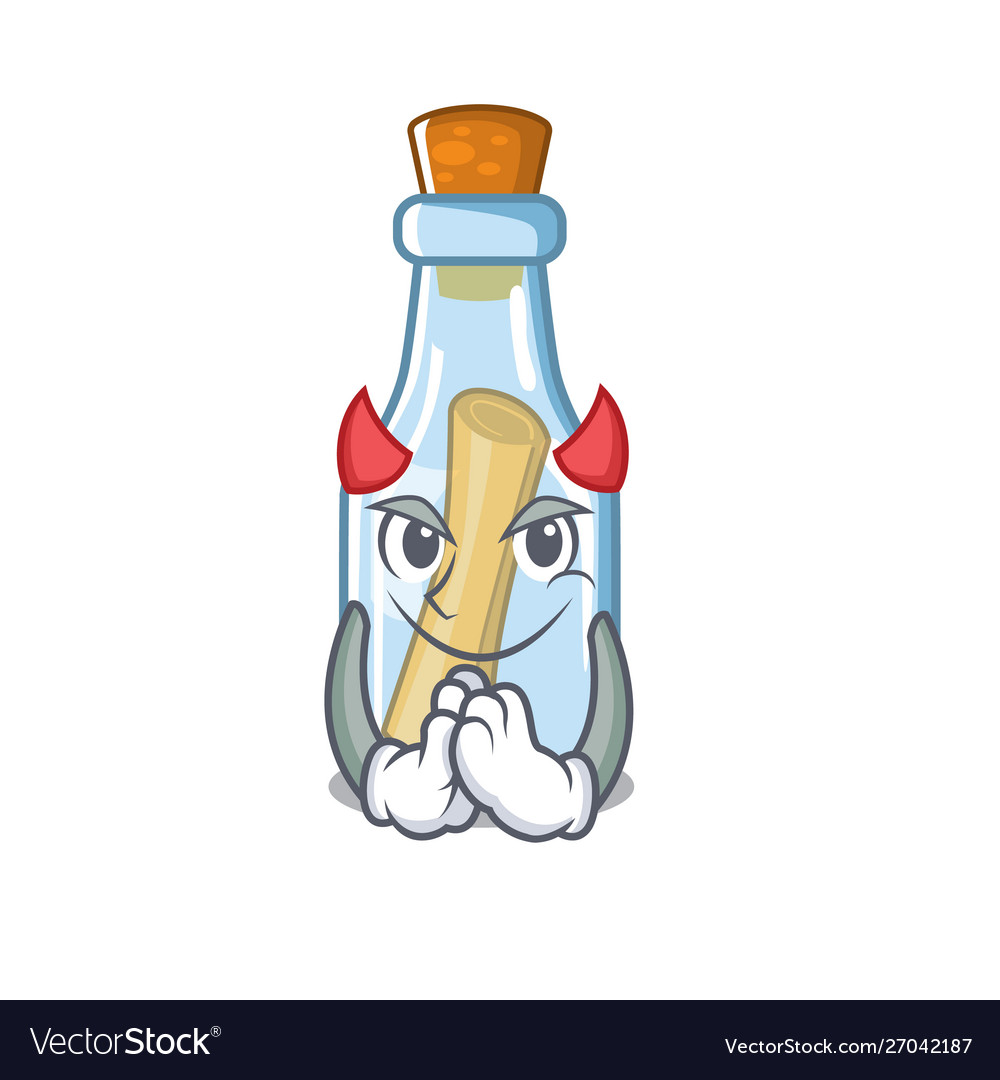 Devil message in bottle on a character Royalty Free Vector