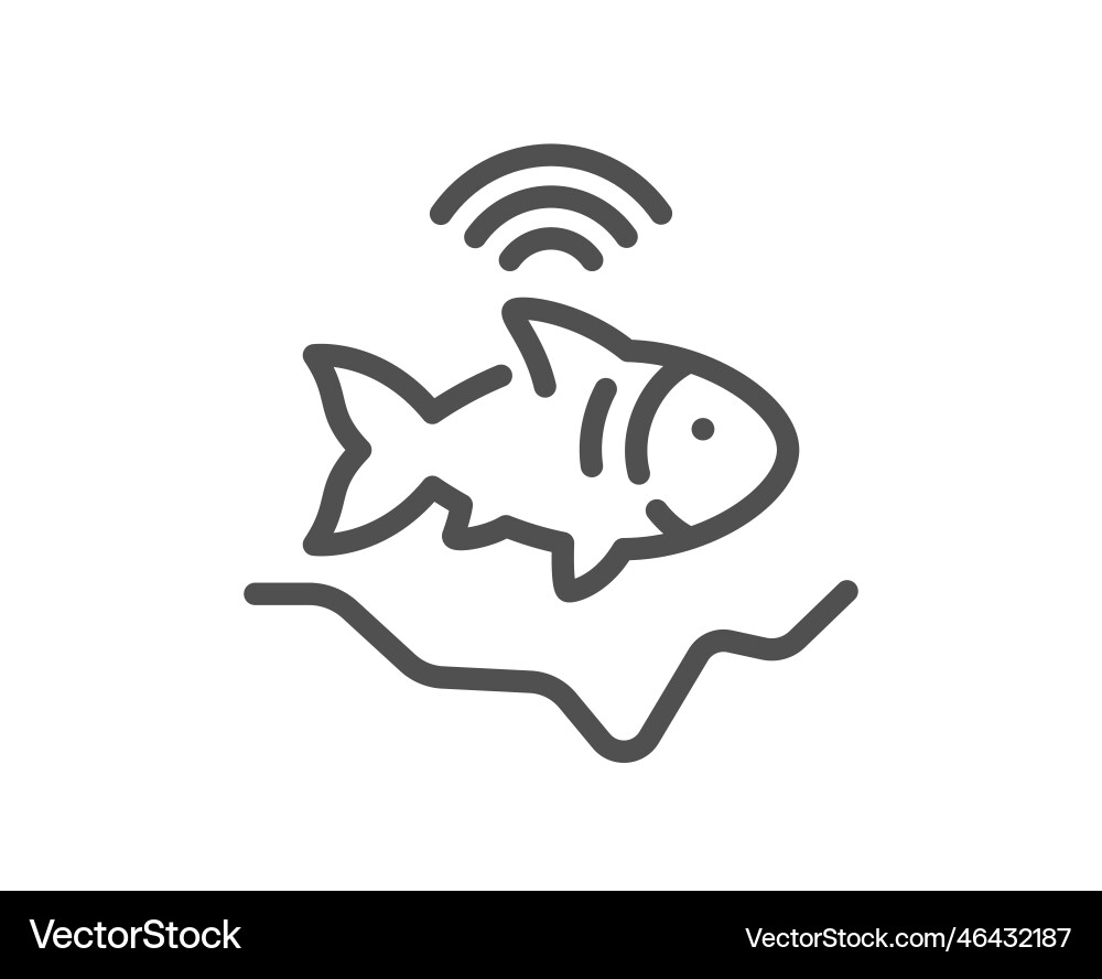 Fishfinder line icon echo fish sounder sign Vector Image