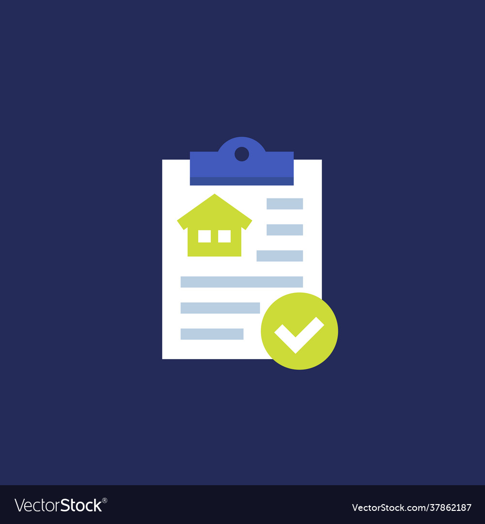 House insurance document icon flat Royalty Free Vector Image