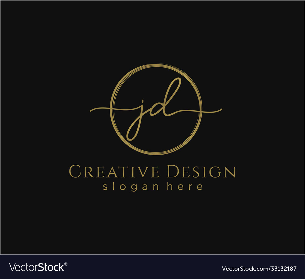 Initial jd handwriting logo with circle template Vector Image