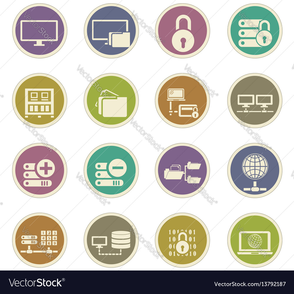 Internet server network icons set Royalty Free Vector Image