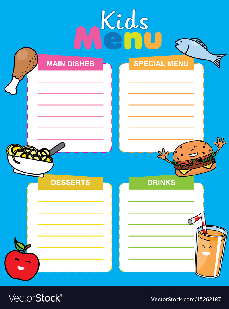 Kids menu Royalty Free Vector Image - VectorStock