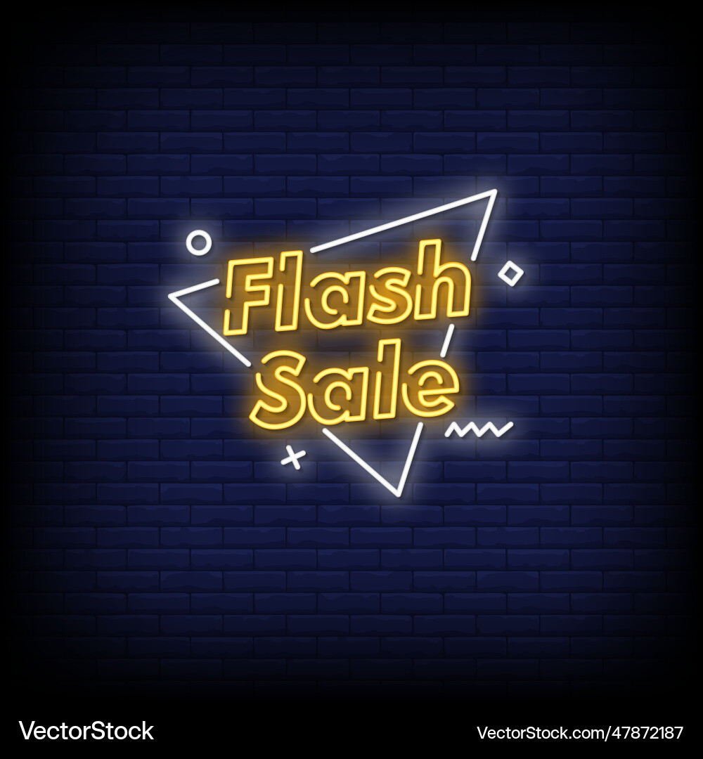 Neon sign flash sale with brick wall background ve