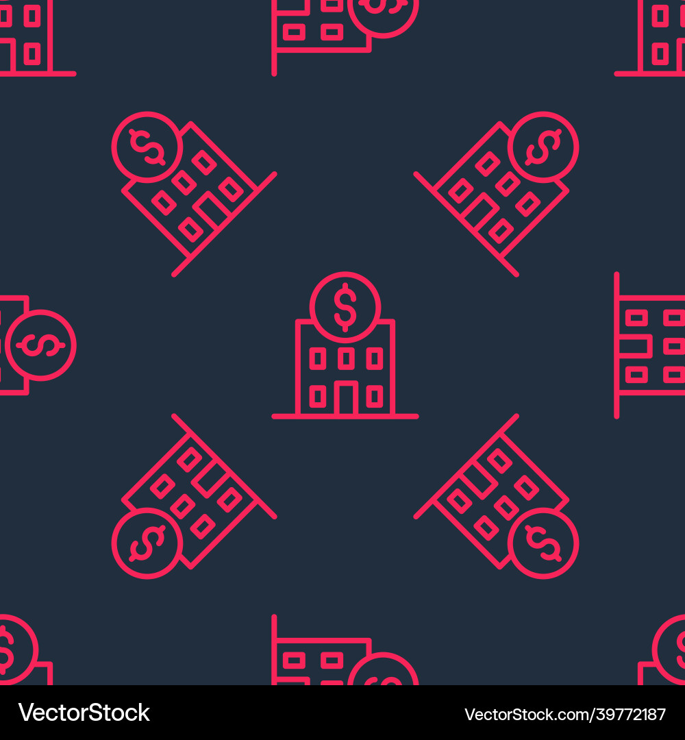 Red line bank building icon isolated seamless Vector Image