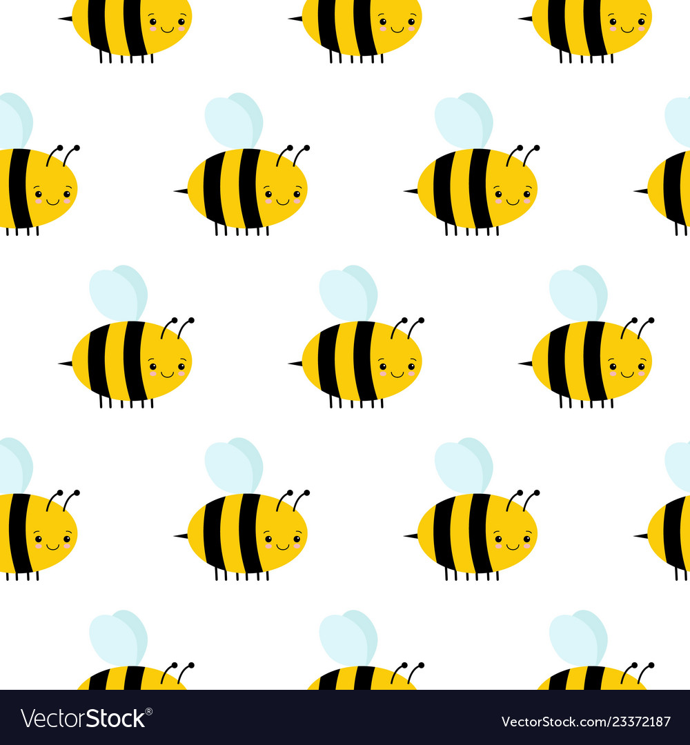 Seamless pattern with flying bees on a white Vector Image
